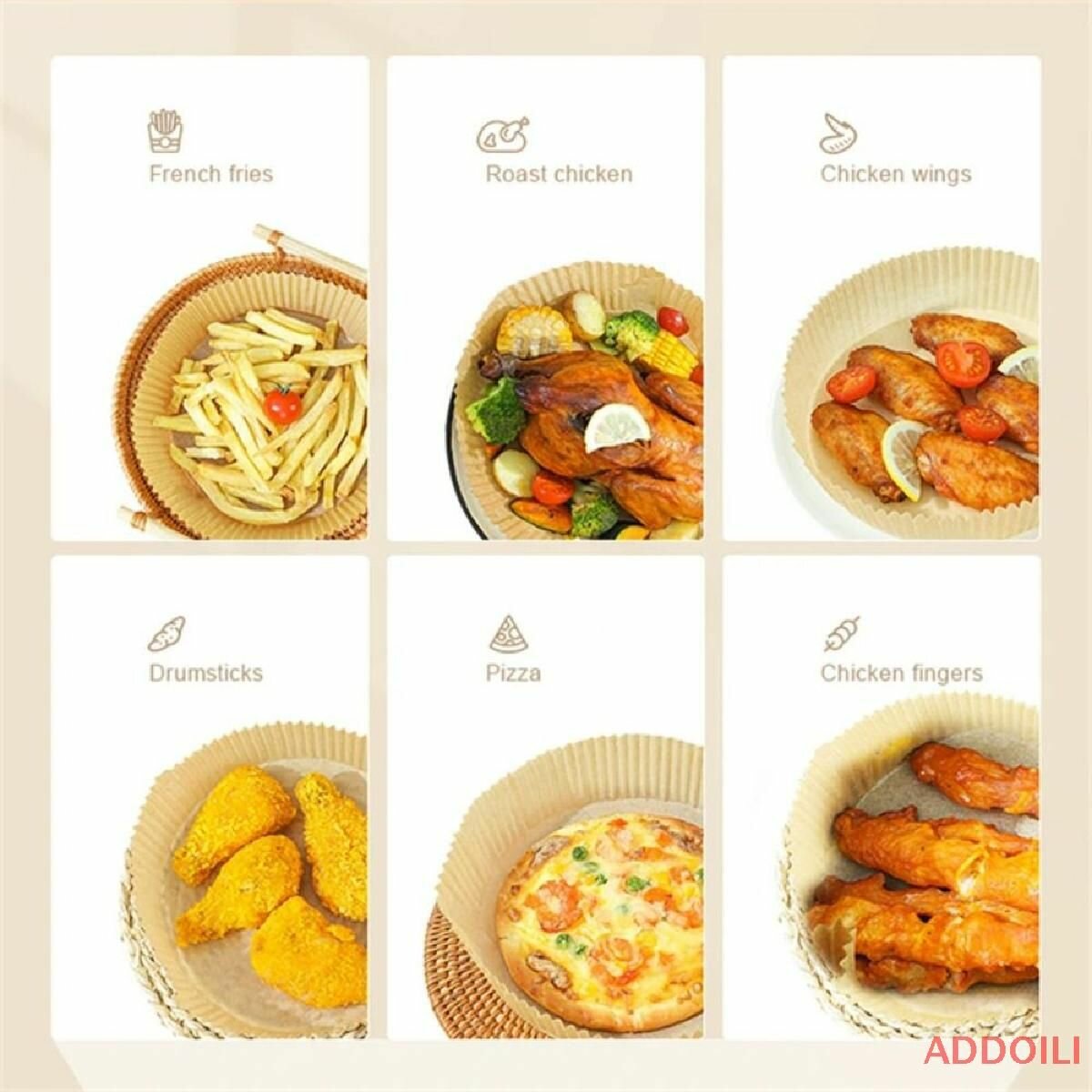 Бумага для абсорбирования жира в аэрофритюрнице антипригарные вкладыши для выпечки и жарки, пищевой пергамент, термостойкость до 428 F