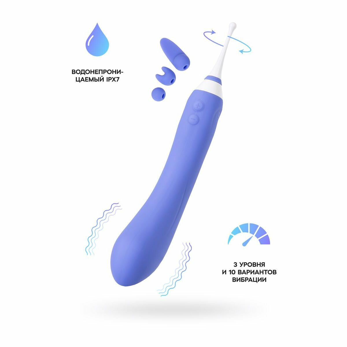 Вибратор LOVENSE Hyphy с клиторальным стимулятором, силикон, фиолетовый, 21,6 см