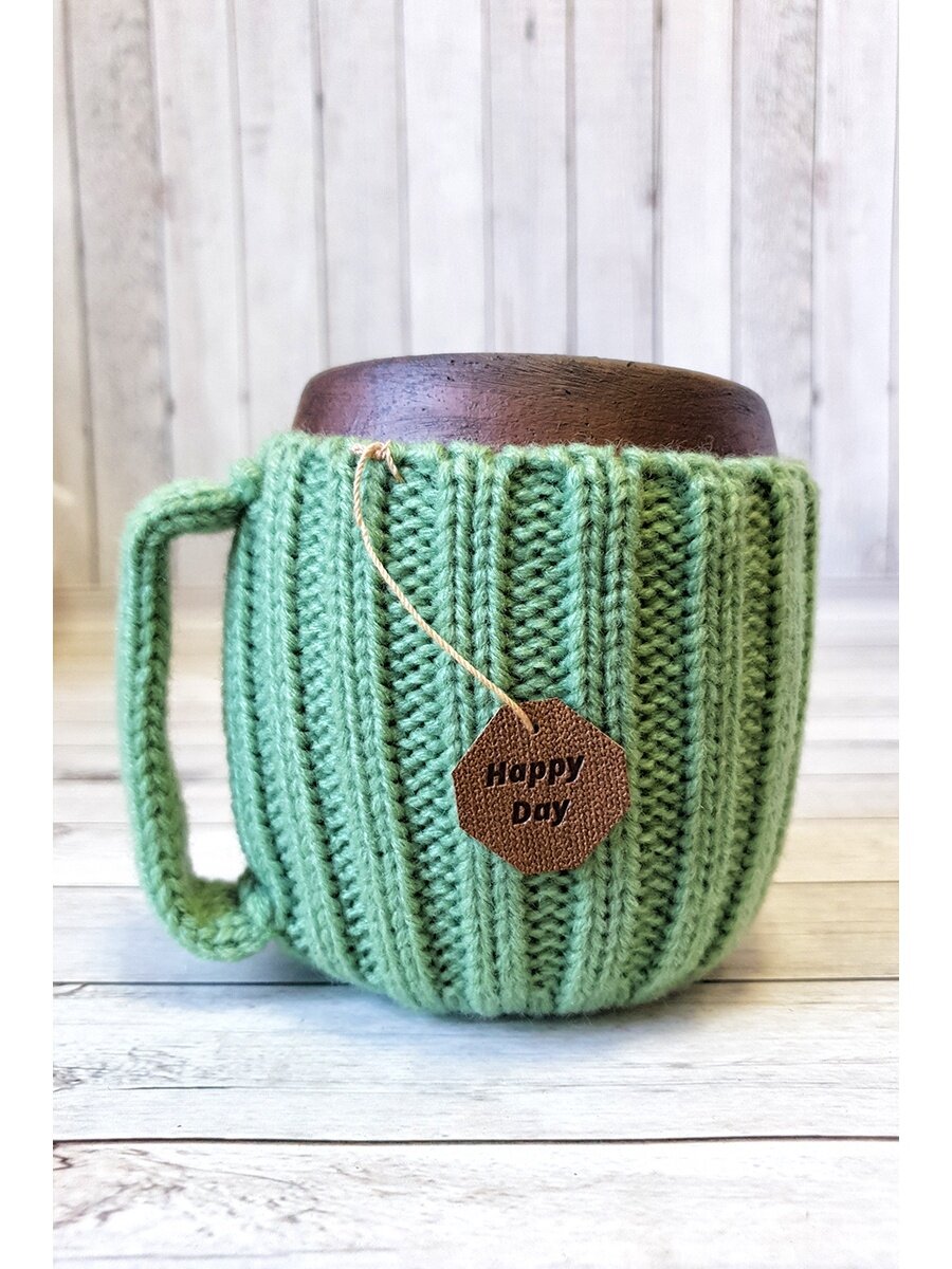 Вязаная кружка Зелёное яблоко