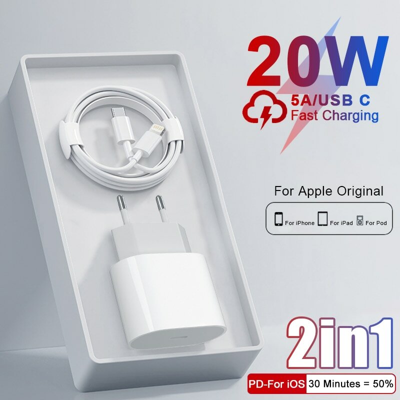 В 1 al для Apple iPhone 14 13 11 12 Pro Max 7 8 Plus XS XR PD 20 Вт быстрое зарядное устройство зарядный кабель USB C Type C аксессуары
