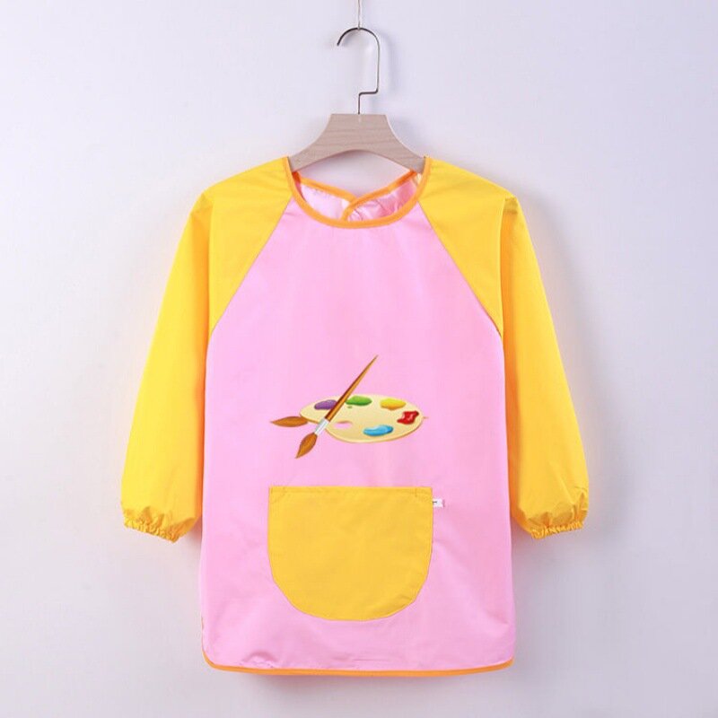 Комбинезон для рисования, непромокаемый, размер M, розовый с желтыми рукавами