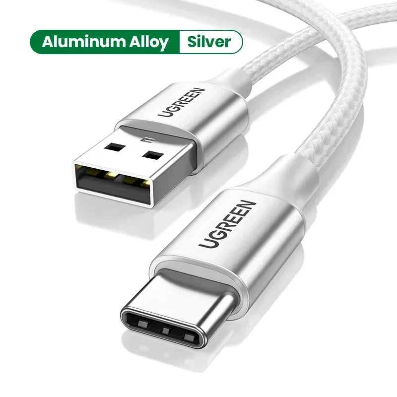 UGREEN кабель USB-C на USB, 2 м, серебристый