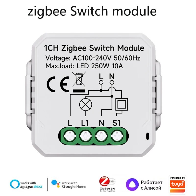 Модуль Zigbee 1CH для умного дома, 10A, 250W