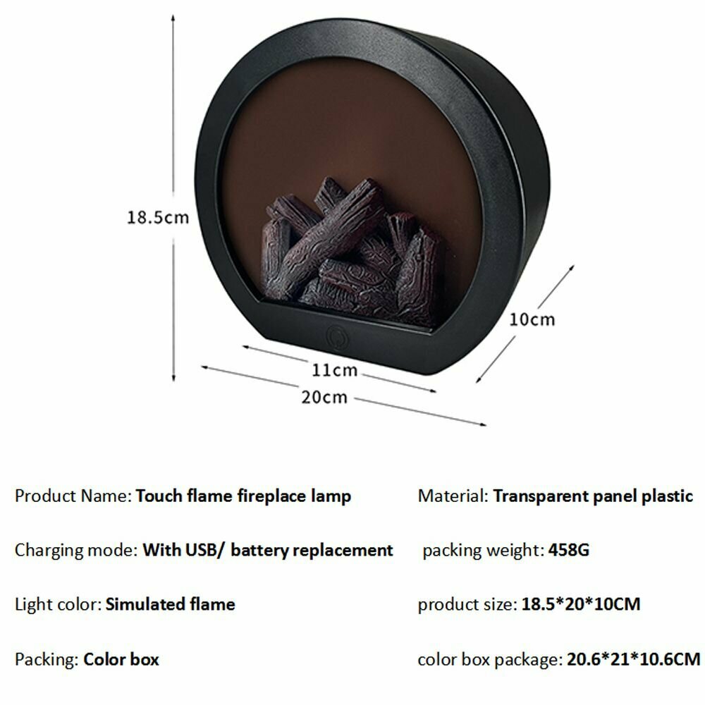 Умный электрокамин с LED пламенем, нагрев до 62°C, управление со смартфона, защита от перегрузки