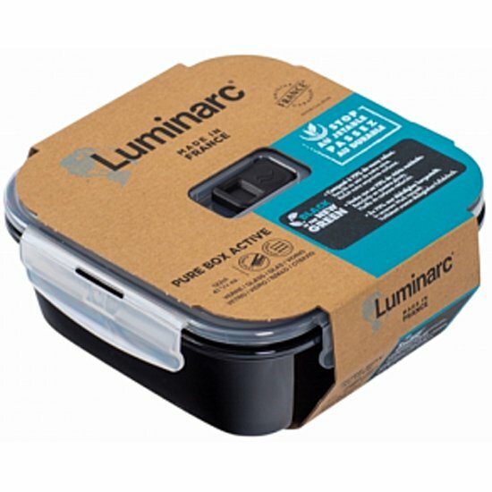 Контейнер Luminarc BLACK BOX 1220 мл, квадратный, с крышкой, стекло, черный (V1475)