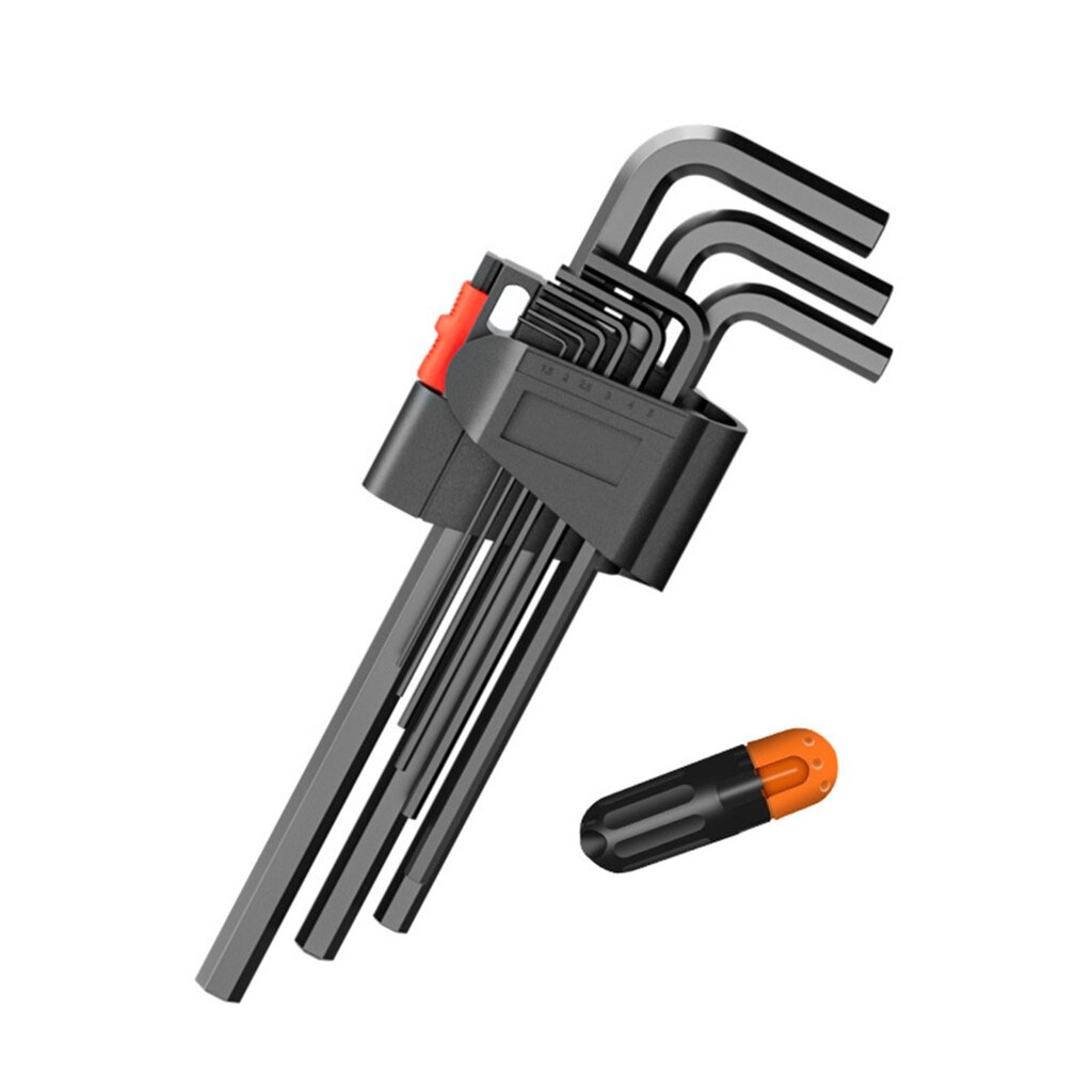 Набор из 9 ключей-шестигранников из сплава в форме буквы L 1,5/2/2,5/3/4/5/6/8/10 мм для труднодоступных мест, изогнутые ключи, шестигранный ключ