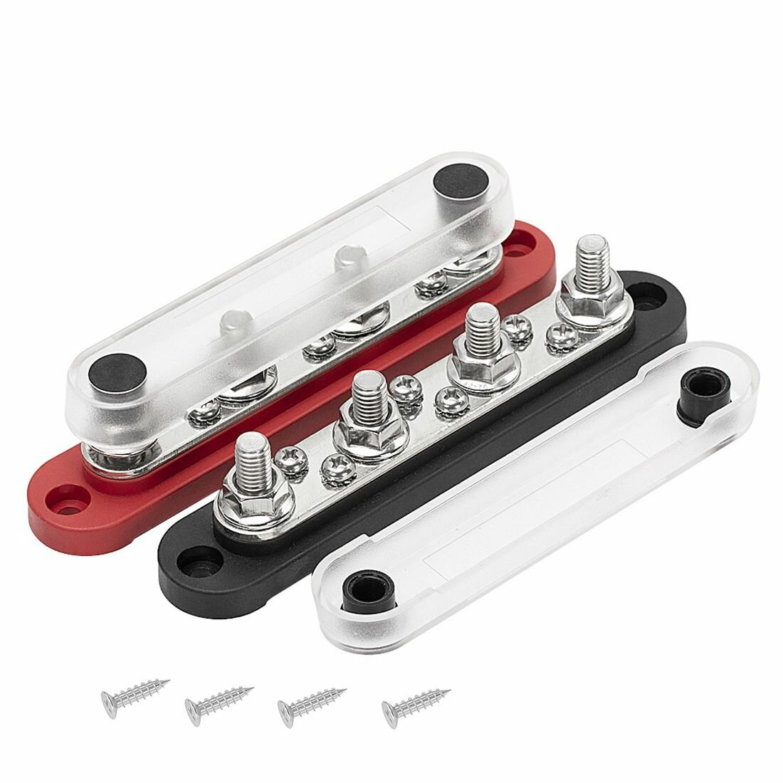 Автомобильная клеммная колодка Шина 48 В 150 А Блок распределения питания M8 Терминальная шина для автомобильной лодочной солнечной системы, черный и красный