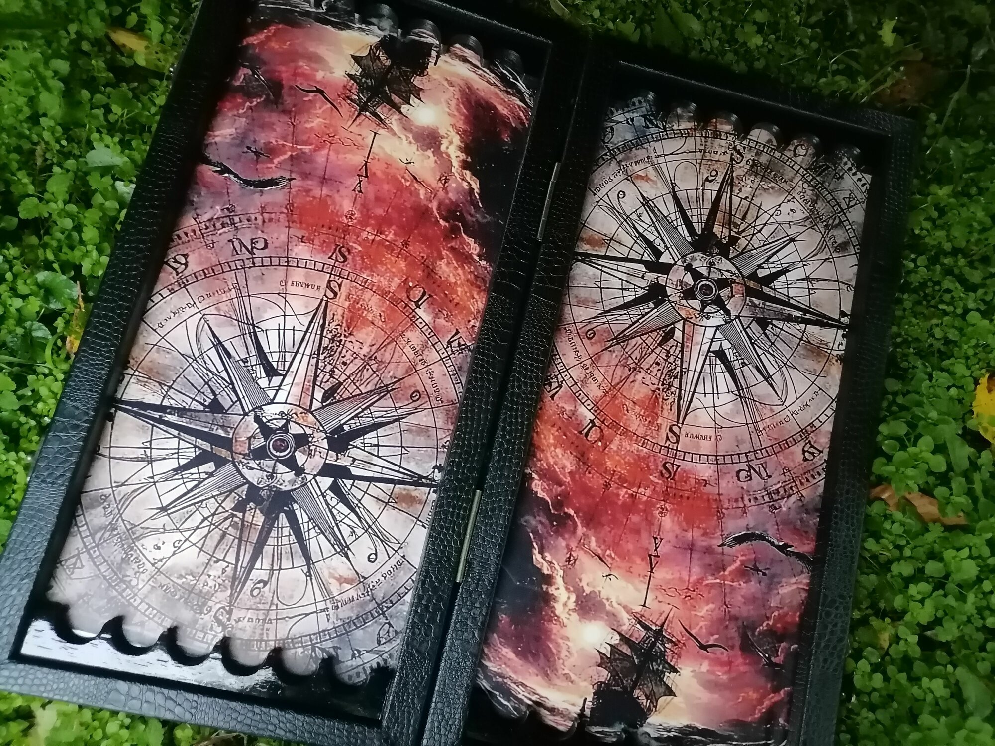 Нарды "Корабль", эко-кожа премиум-класса, стекло, дерево, бежевые, белые, горчичные, коралловые