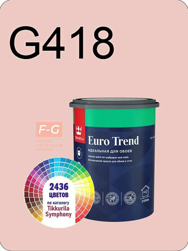 Краска для обоев Tikkurila Euro Trend 0,9л. светло-пастельные оттенки G418