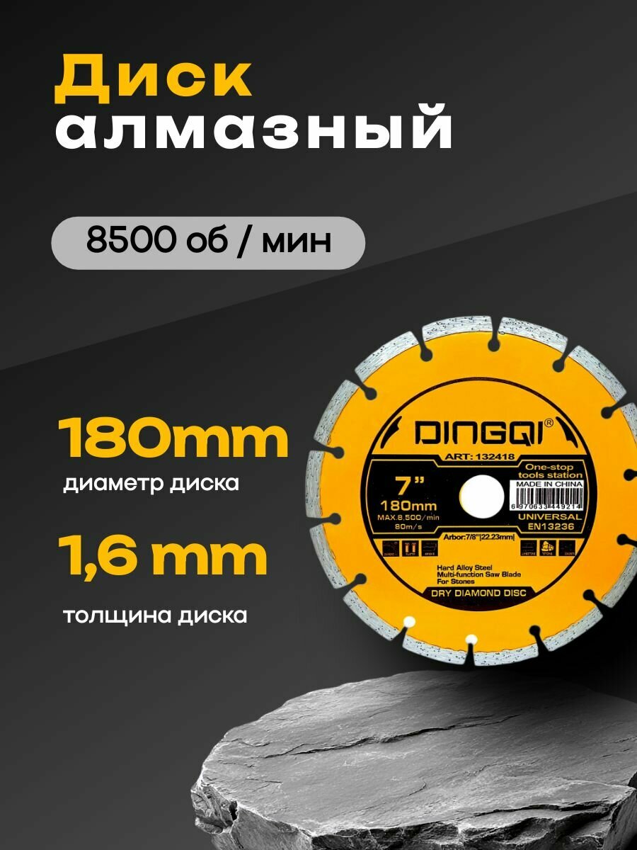 Диск алмазный отрезной стандарт 180x1,6x22,2 мм 132418