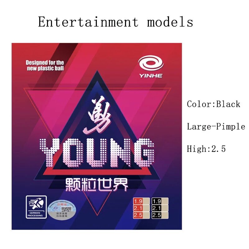 Yinhe Young Long Pimple OX резина для настольного тенниса Black-2.5-Large