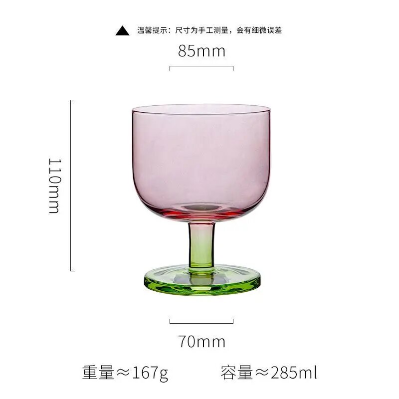 Ручная стеклянная чаша с высокой ножкой, 201-300 мл, Розовый