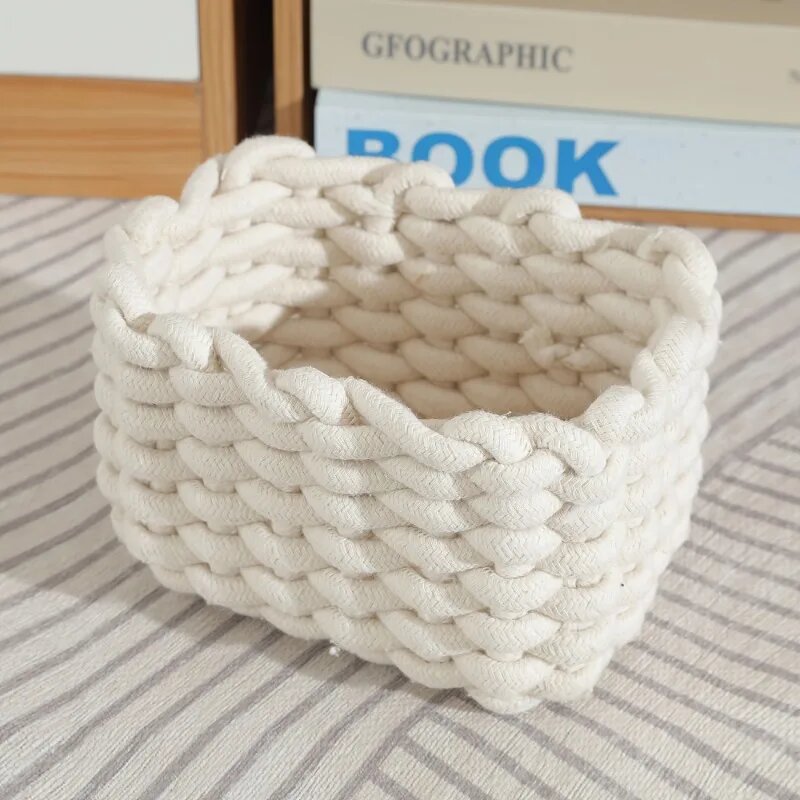 Джутовая корзина для хранения Белый, WHITE
