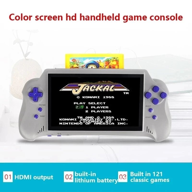 HG-918 7-дюймовая портативная игровая консоль в стиле ретро с поддержкой домашнего игрового картриджа, игровая консоль, двойной беспроводной геймпад, встроенная игра 121 г.