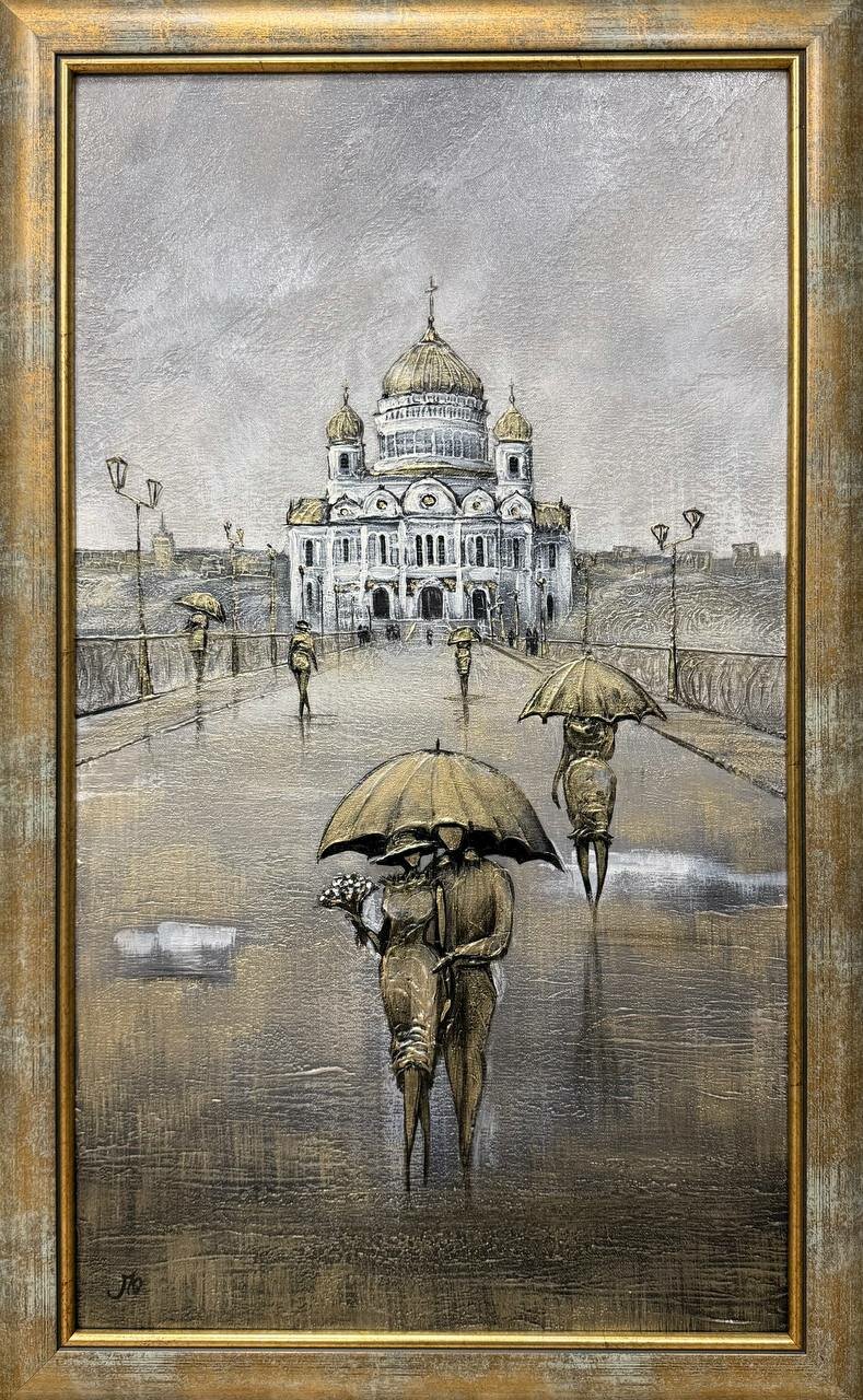 Картина "Летний дождь", Лукаш Юрий, 2025. Масло/холст, 70x40 см