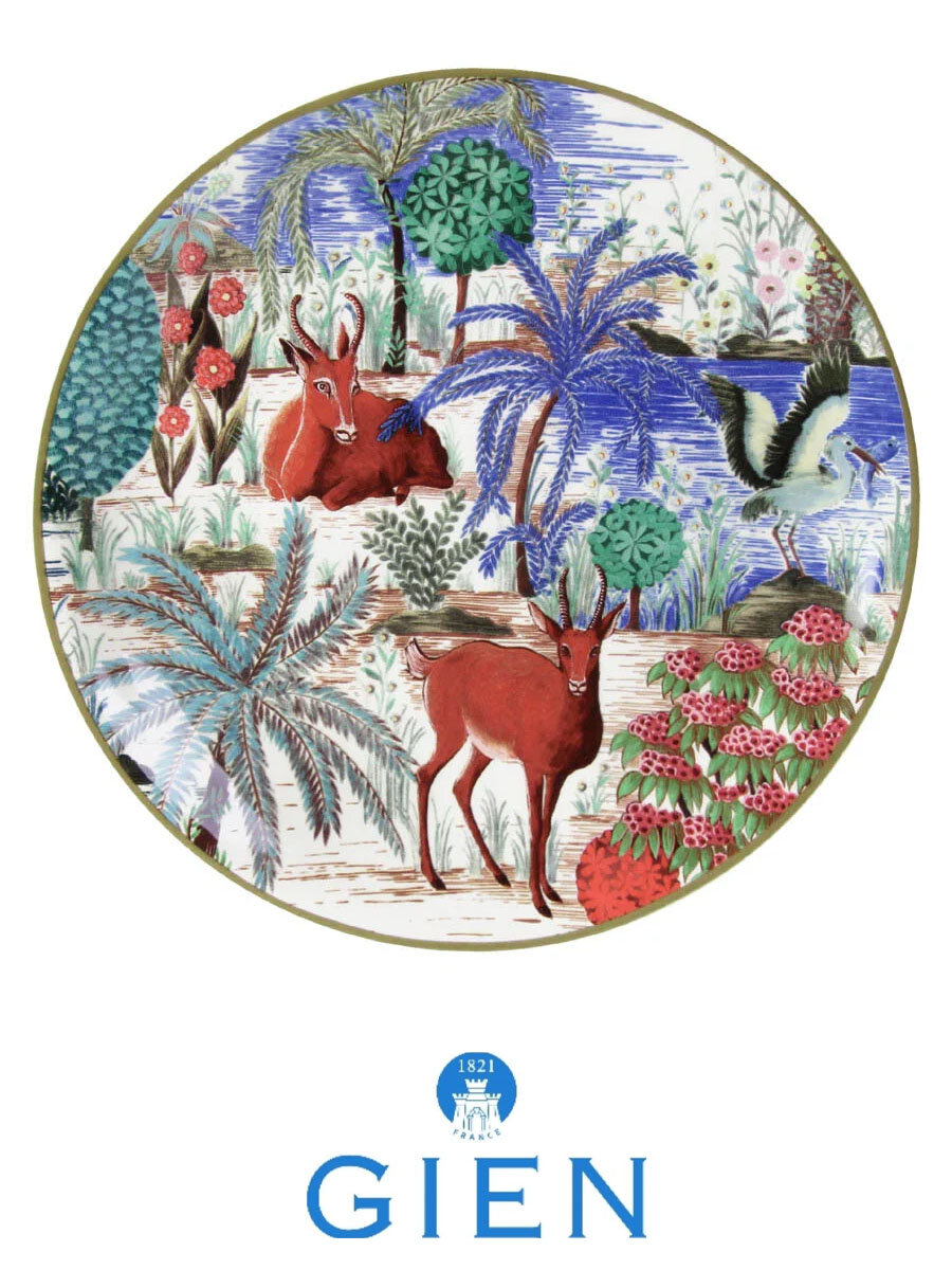 Тарелка для канапе Gien Le Jardin Du Palais Антилопа, 17 см, фаянс, 1 шт.