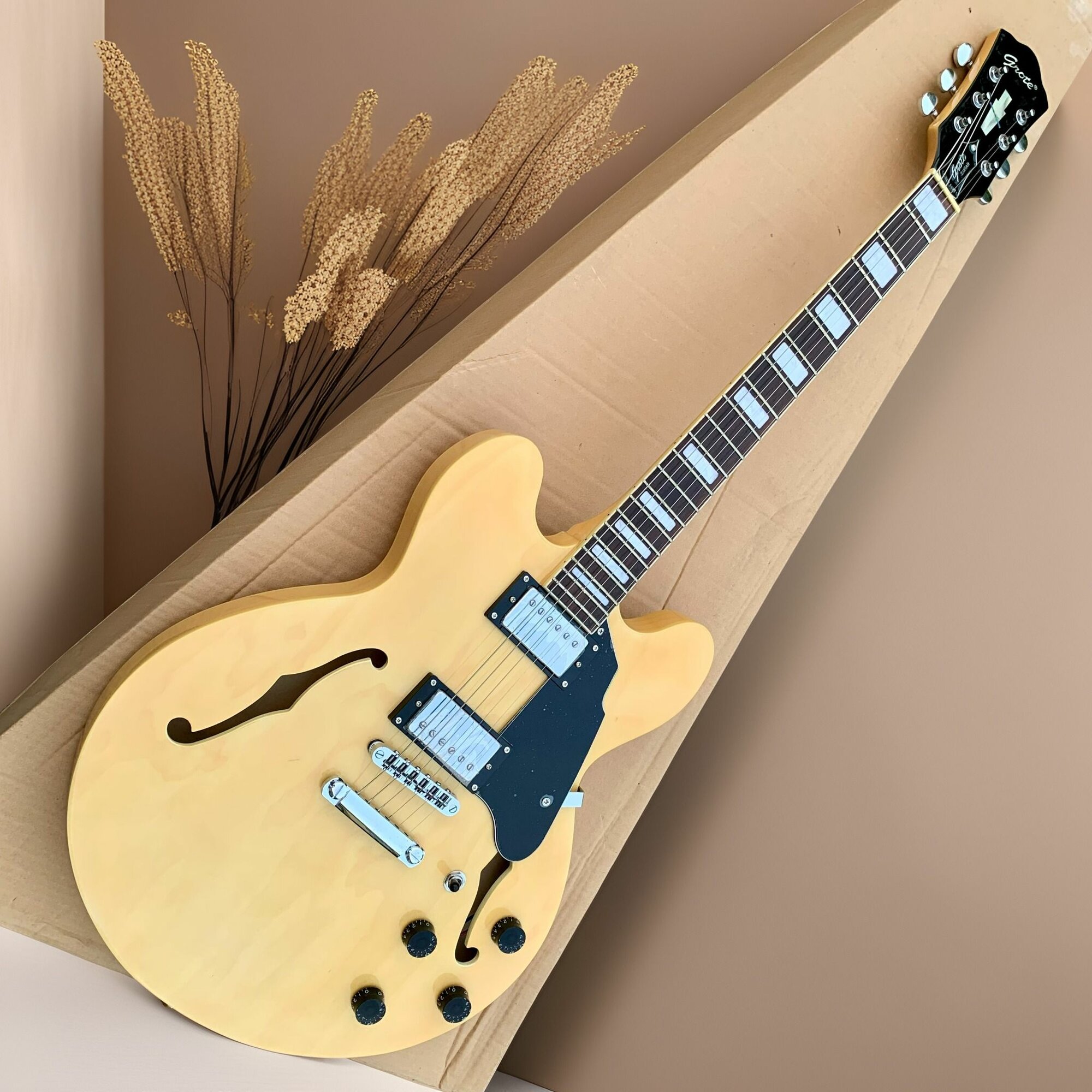 6 струнная электрогитара, F - отверстие E335 полупустой сердечник, цвет бревен струнный инструмент