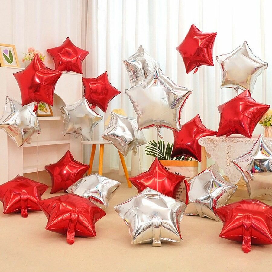 Воздушные фольгированные шары Звезды 20шт 46см