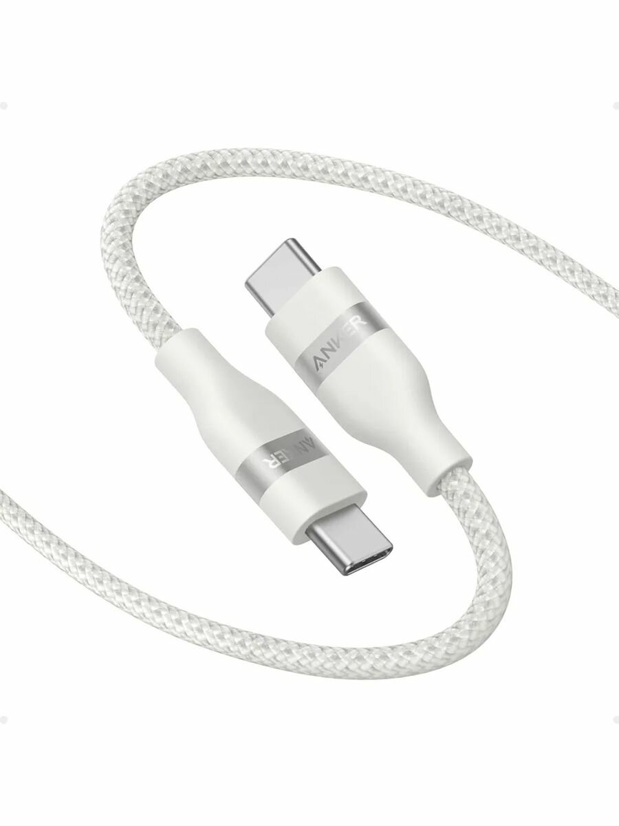 Anker USB Type-C - USB Type-C Cable (240W, Upcycled-Braided) A82E2 0.9 м, белый, кабель для зарядки