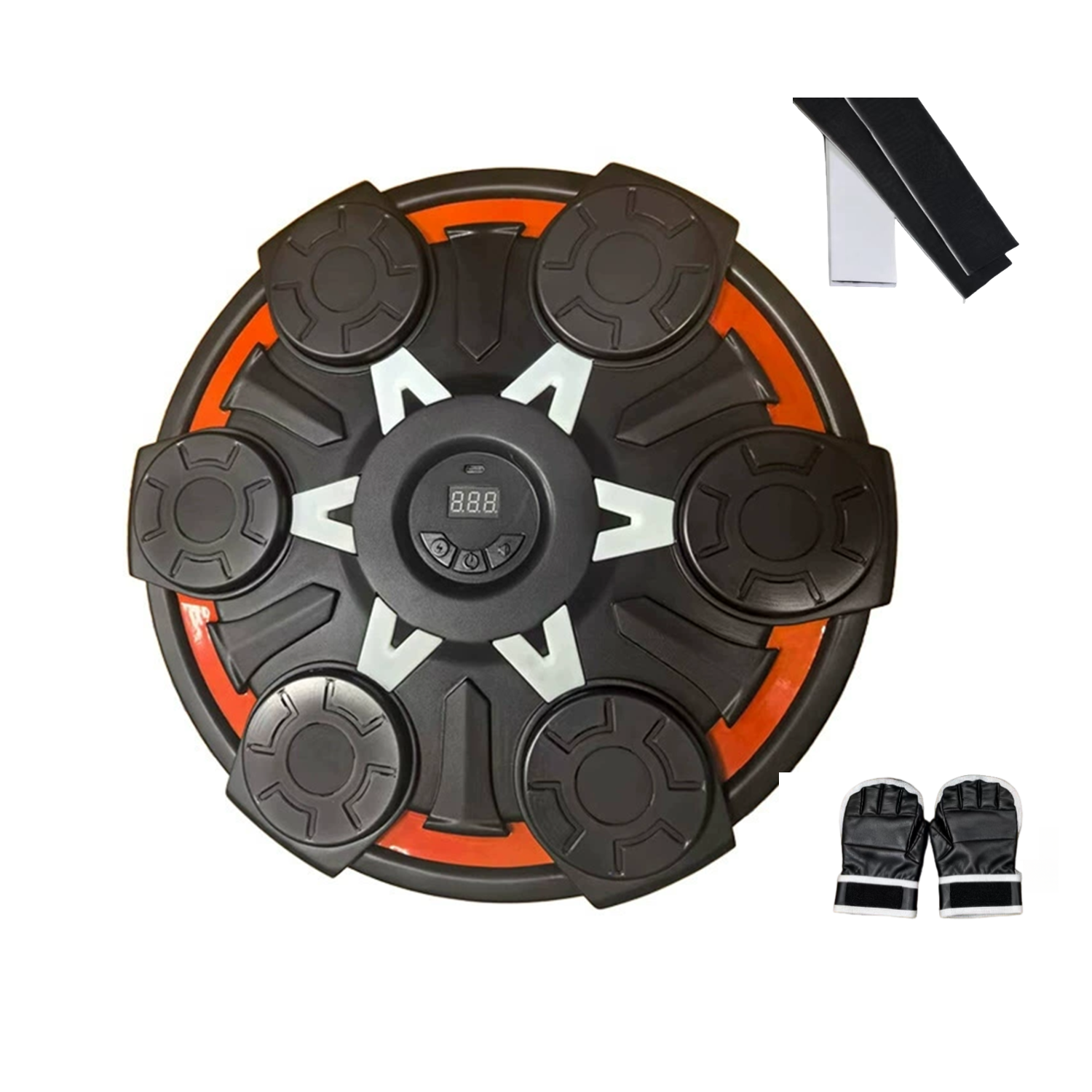 Модель PW035 Умная Детская Боксерская Мишень с Музыкой и Светом Настенная Боксерская сумка Тренажер Домашнее Фитнес Оборудование Машина для Бокса 6-Мишений 9 Регулируемых Режимов Боксерская Мишень*1 + Перчатки*2 + Велькро Ремни*4 Аккумуляторная Модель