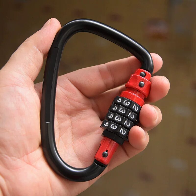 Многофункциональный открытый быстроподвесной небольшой металлический карабин с паролем, D-образный большой кольцевой