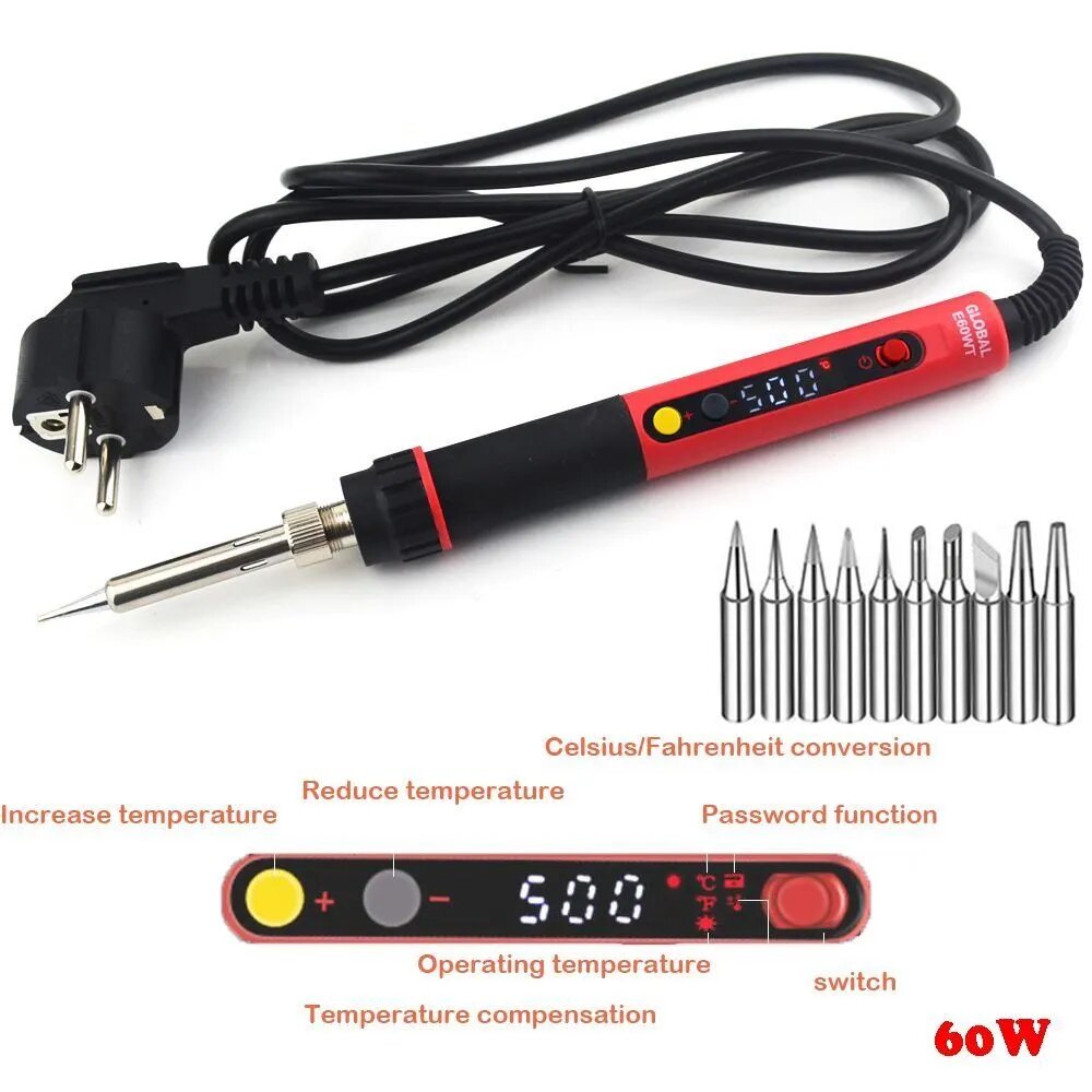 Паяльник c цифровой регулировкой температуры CXG E90W E110W E60WT, керамический нагреватель