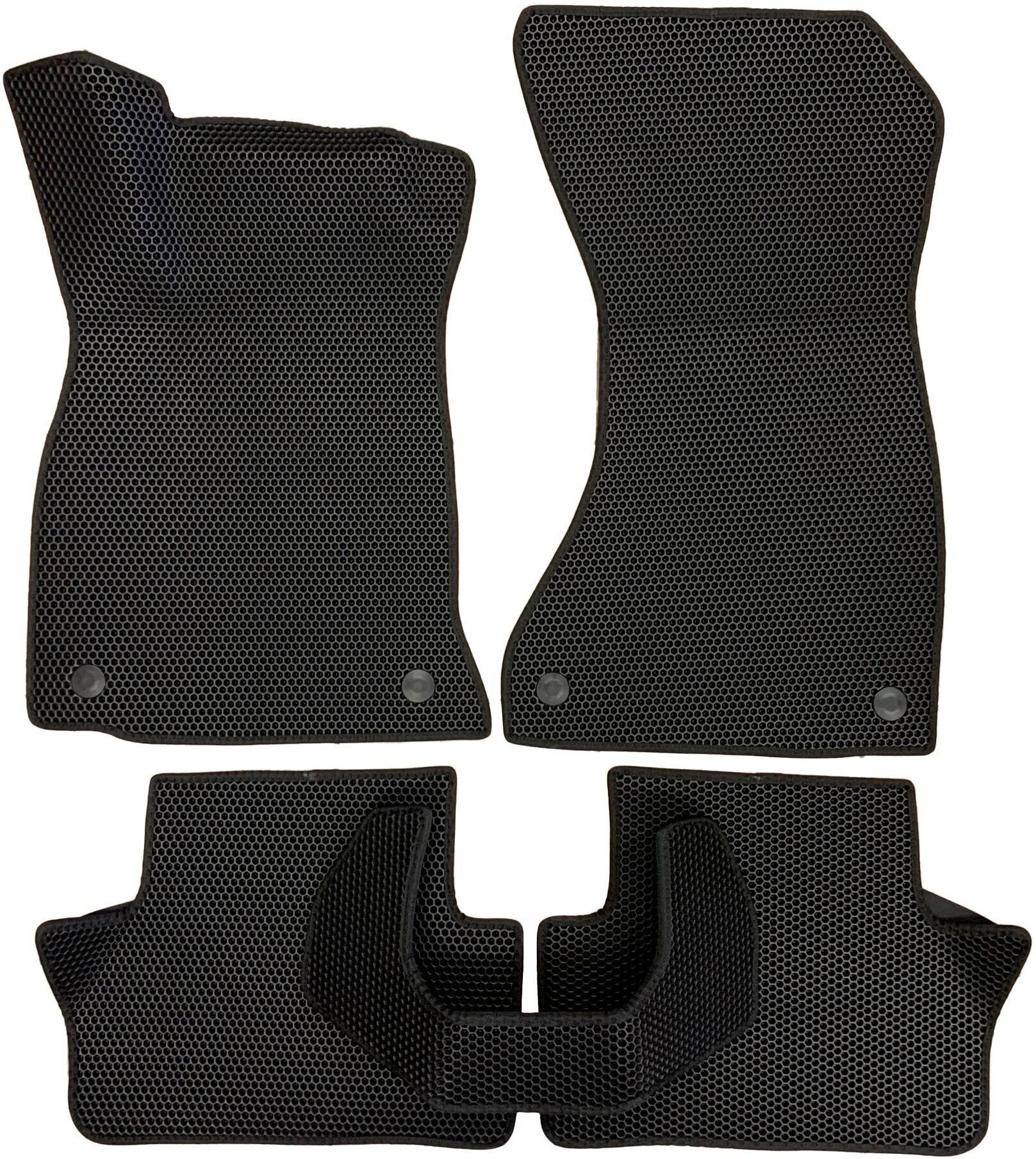 ЕВА коврики для Audi A4 B9 (2015-н. в.) / Ауди А4В9 / Черные соты / Черный кант / Комплект 5 шт.