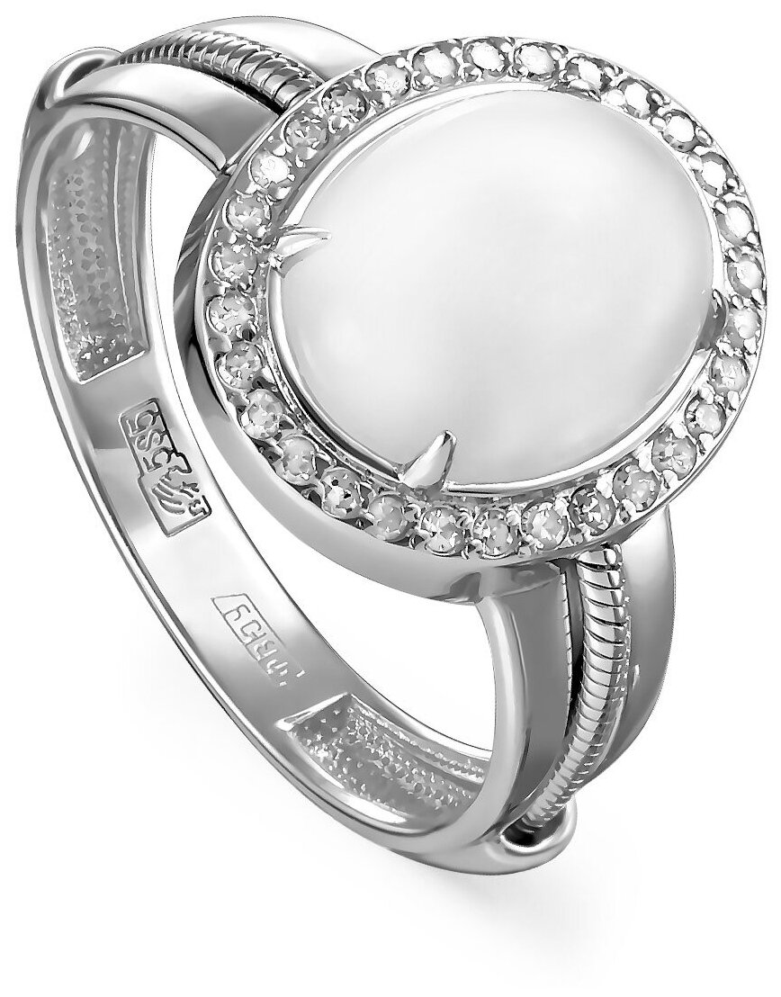 Кольцо JEWELIN, белое золото, 585 проба, бриллиант, лунный камень