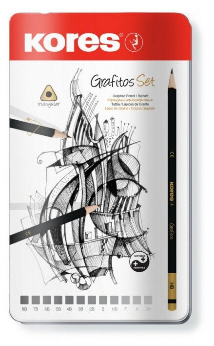 Набор чернографитных карандашей Kores Grafitos заточенные (12 штук в уп) 92162 1153064