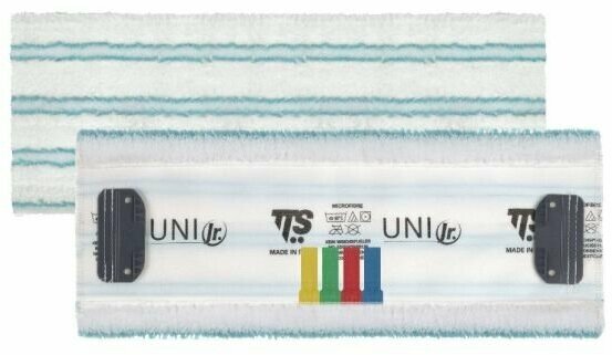 Моп серии UNI SYSTEM JUNIOR микрофибра белая в зелёную полоску, основа полиэстер, 35 см