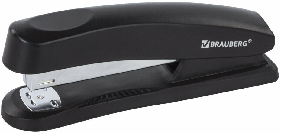 Степлер №24/6, 26/6 BRAUBERG "Standard+", до 30 листов, полнозагрузочный, черный, 228606, 228606