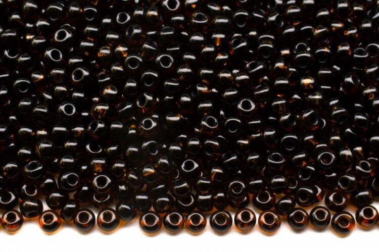 Бисер чешский PRECIOSA круглый 10/0 10114 черно-коричневый прозрачный, 1 сорт, 50г