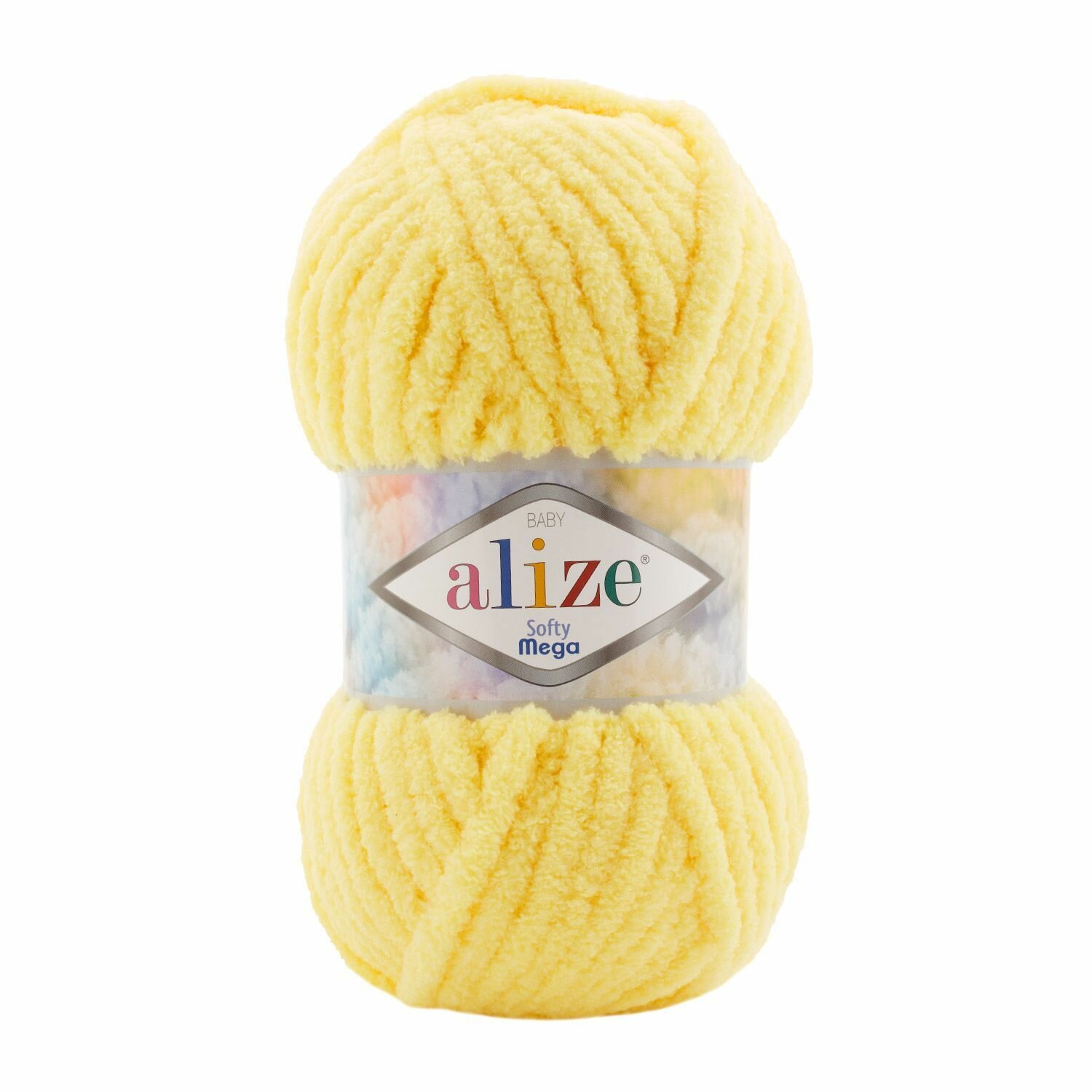 Пряжа Softy mega, Alize, лимонный - 187, 100% микрополиэстер, 5 мотков, 100 г, 70 м.