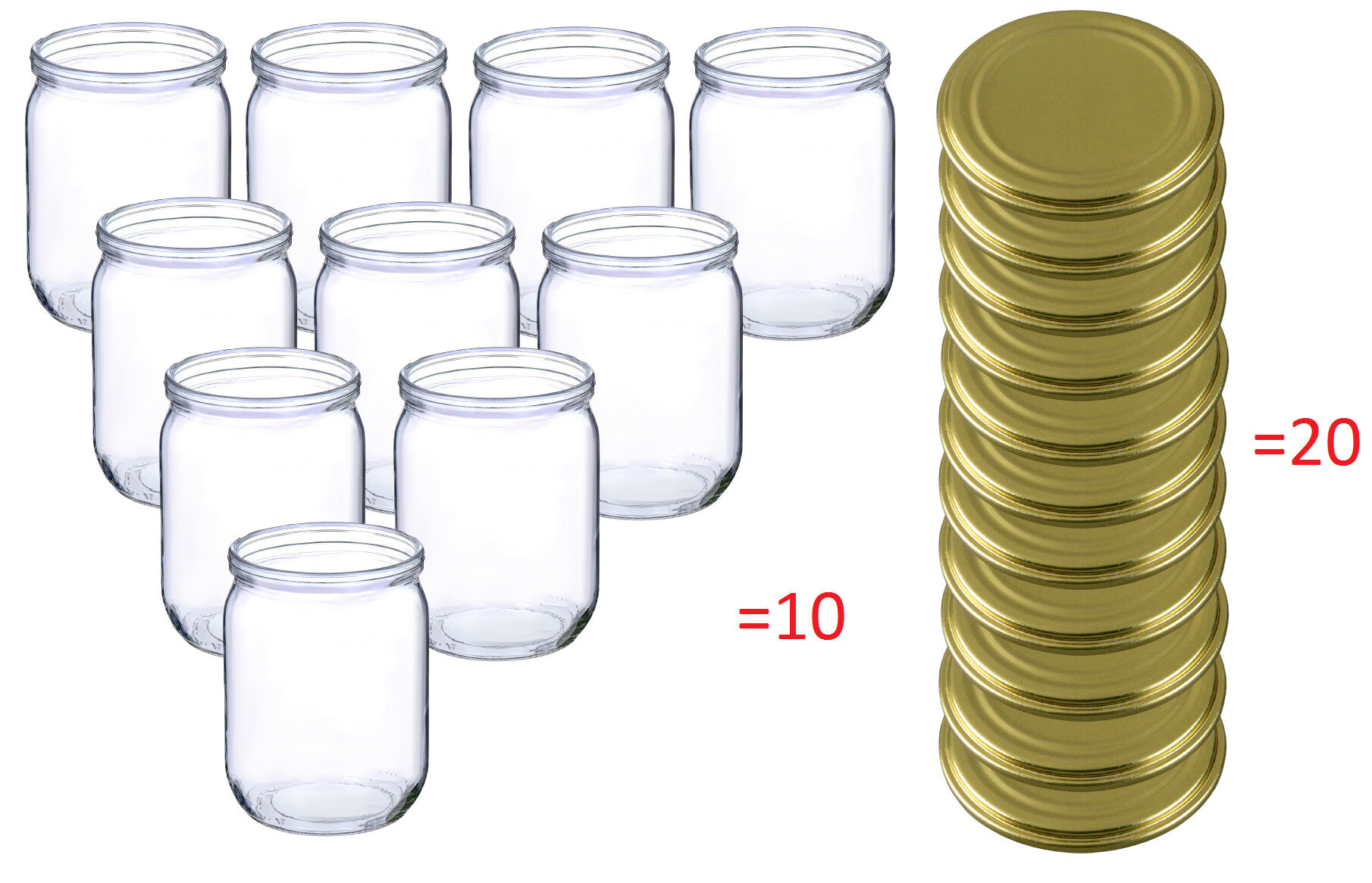 Банка для консервирования 500 мл СКО 10 шт, 20 крышек СКО "Самарская" жестяная