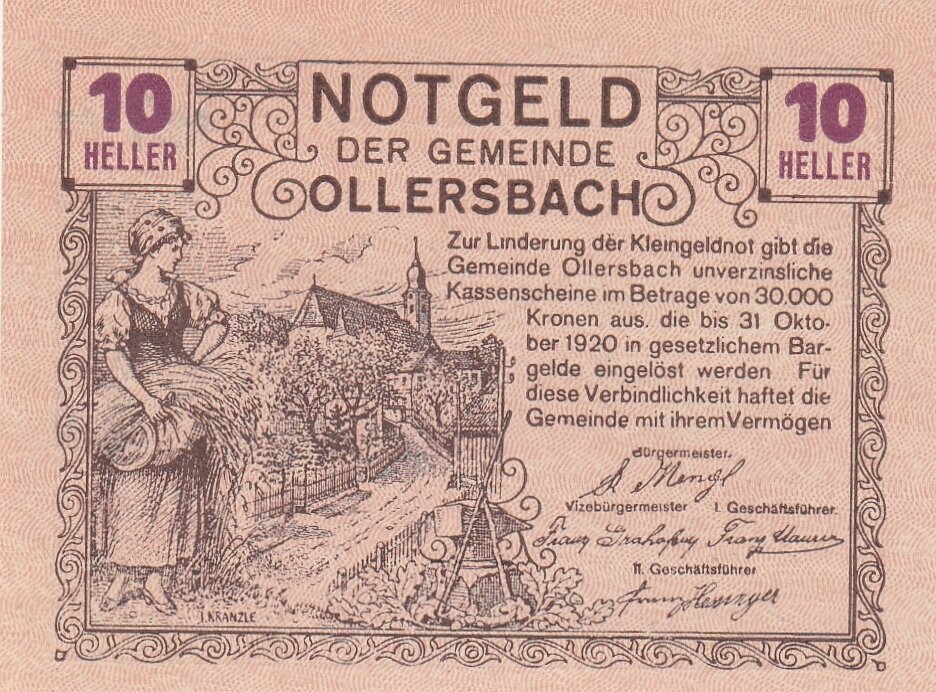 Австрия, Оллерсбах 10 геллеров 1914-1920 гг.