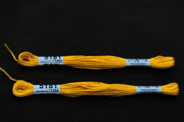 Мулине Gamma, цвет 5181 насыщенный желтый, хлопок, 8м, 1шт