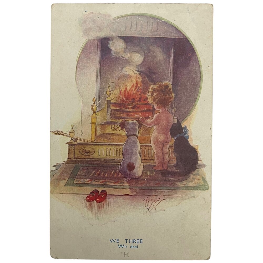 Почтовая открытка "Три друга" Европа