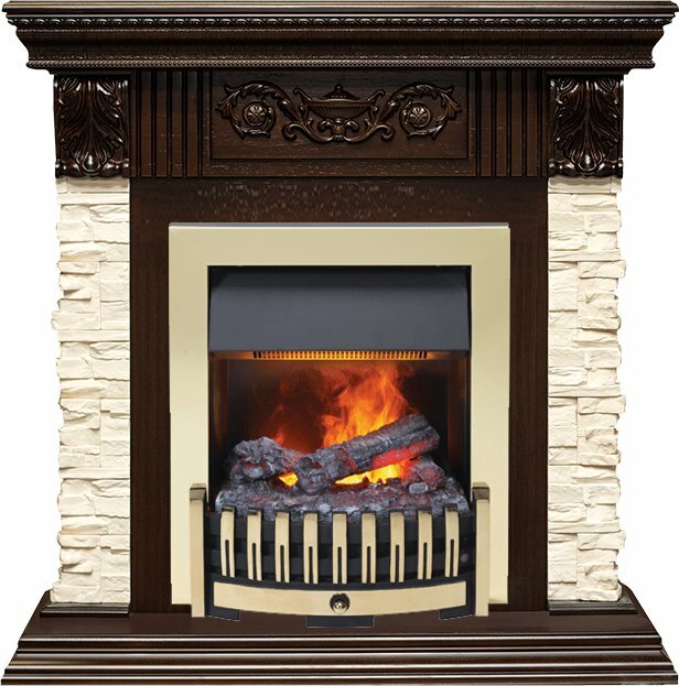 Dimplex Каминокомплект Luxemburg (каменный) - Сланец/Темный дуб с очагом Danville Brass FB2