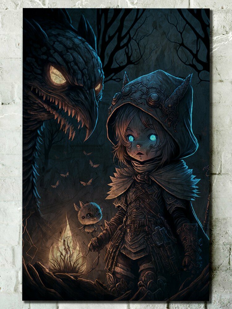Картина интерьерная на рельефной доске ОСП игры Dark souls хоррор кукла - 1781