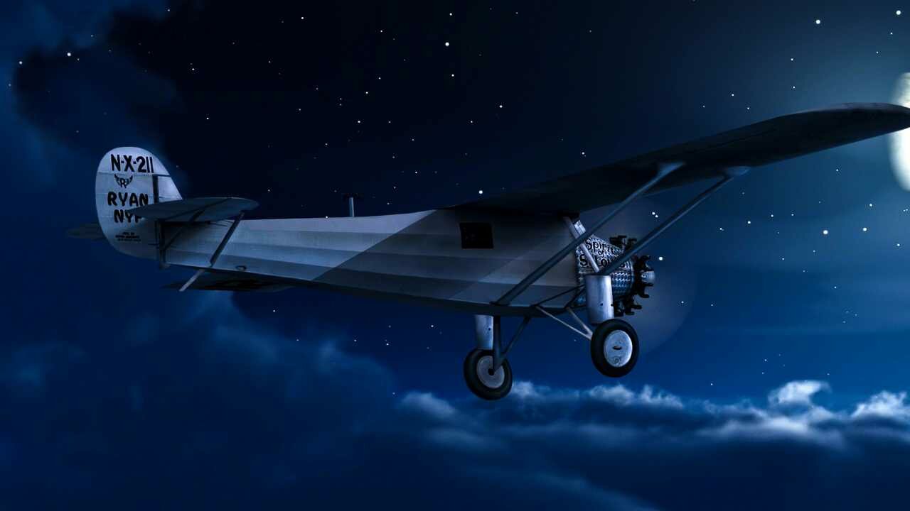 Картина на холсте 110x60 LinxOne "Ночь облака луна самолёт небо" интерьерная для дома / на стену / на кухню / с подрамником