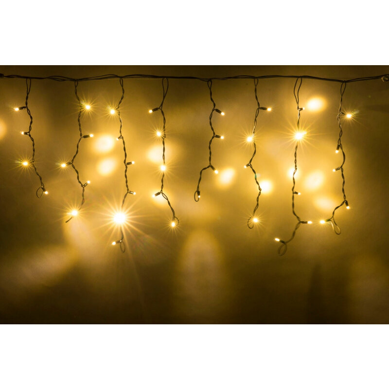 LED-RPLR-160-4.8M-240V-WW/BL W/O белые теплые LED/провод черный каучук. Уличная LED гирлянда бахрома Айсикл 4,8м, 160 LED, IP65, 32 нити. Neo-Neon