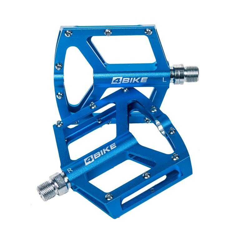 Педали велосипедные 4BIKE K302BLU 120х98х18 мм с промышленными подшипниками Cr-Mo ось