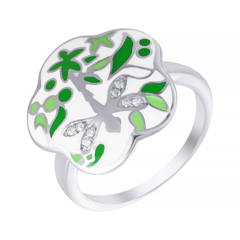 Кольцо, серебро, 925 проба, фианит