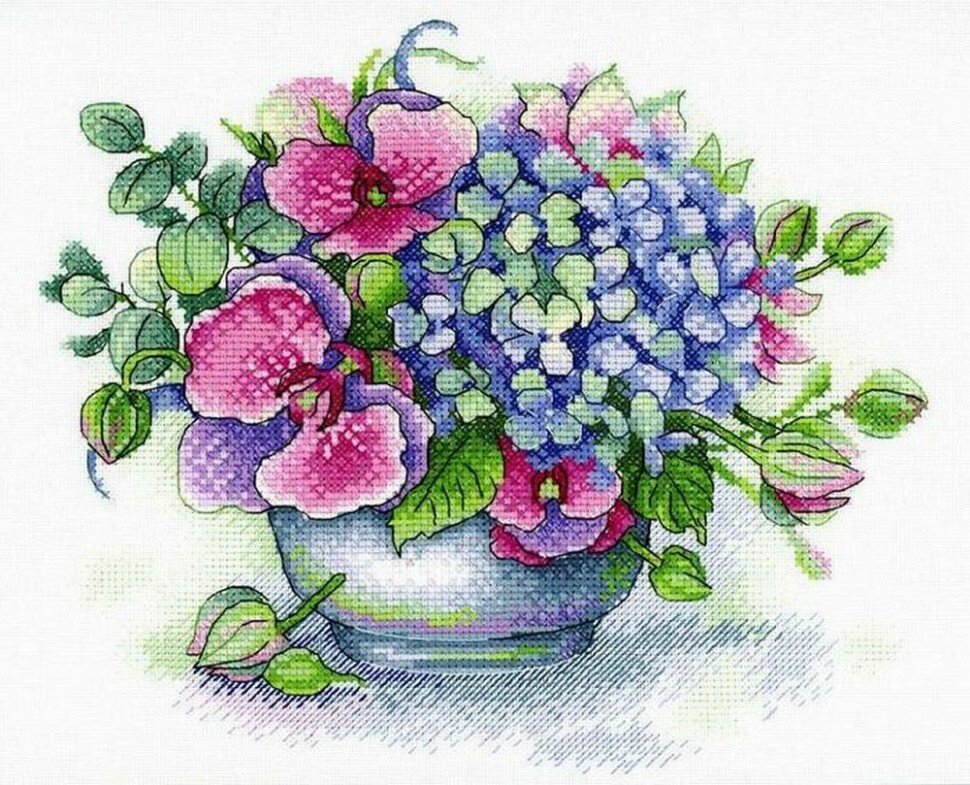 Набор для вышивания Aquarelle #А-031 Букет воспоминаний, Счетный крест, 21 x 25 см