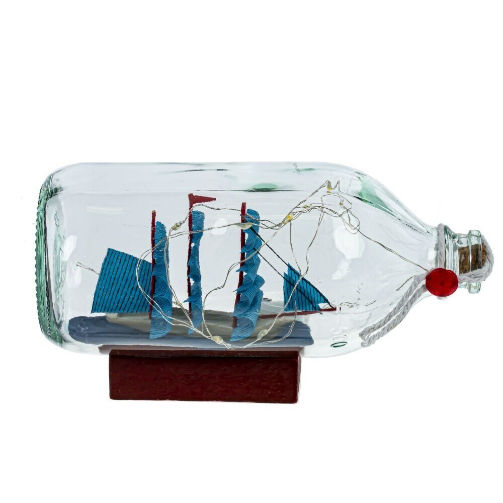 Изделие декоративное "Корабль в бутылке" (подсветка, 3x L=R44), L=18,5 W=7,5 H=9 см