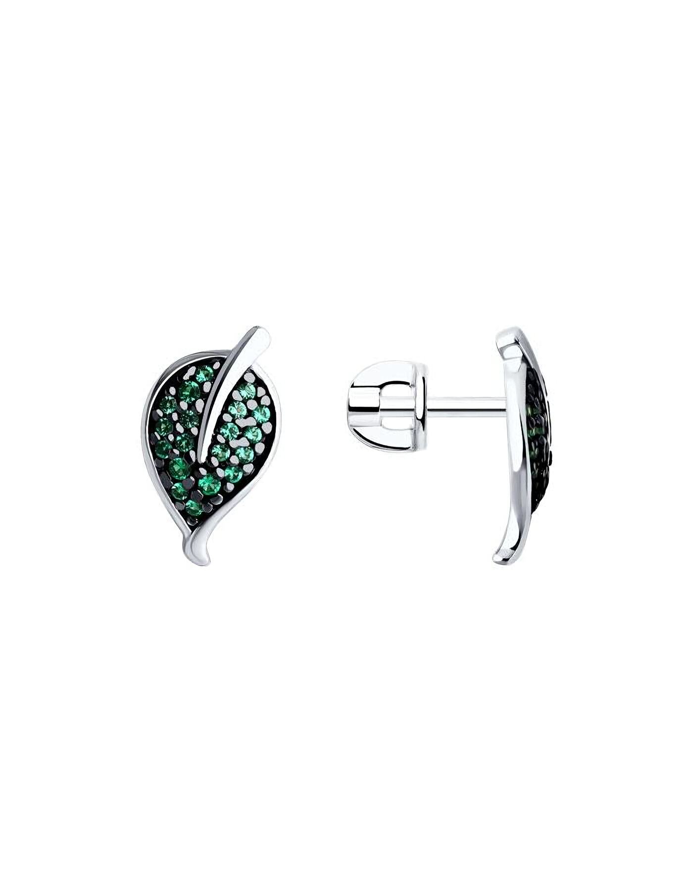 Серьги пусеты, серебро, 925 проба, родирование, фианит