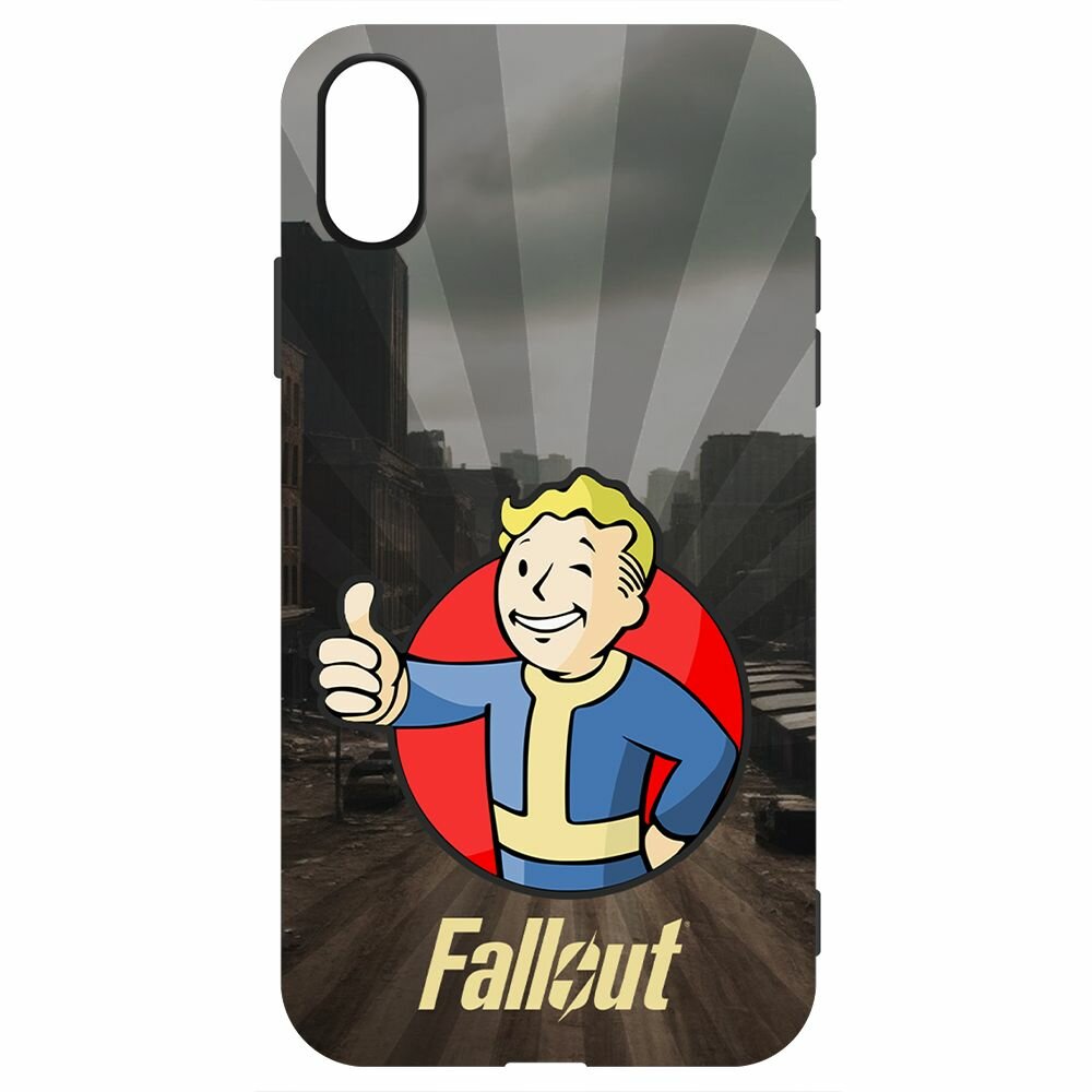 Чехол-накладка Krutoff Soft Case Фоллаут (Fallout) - Волт-бой для iPhone XS черный