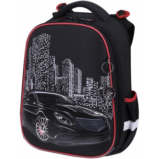 Ранец Brauberg PREMIUM, 2 отделения, с брелком, "City car", LED лампочки, 38х29х16 см, 271356