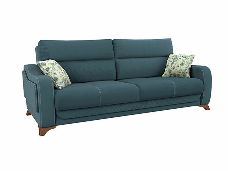 Прямой диван Фрея Синий Велюр, книжка, 234х105х92 см, с ящиком для белья