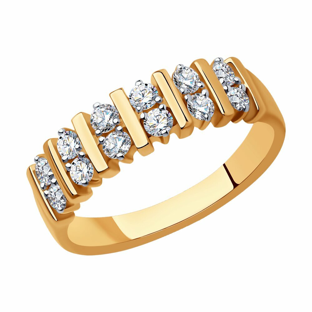 Кольцо, красное золото, 585 проба, бриллиант выращенный